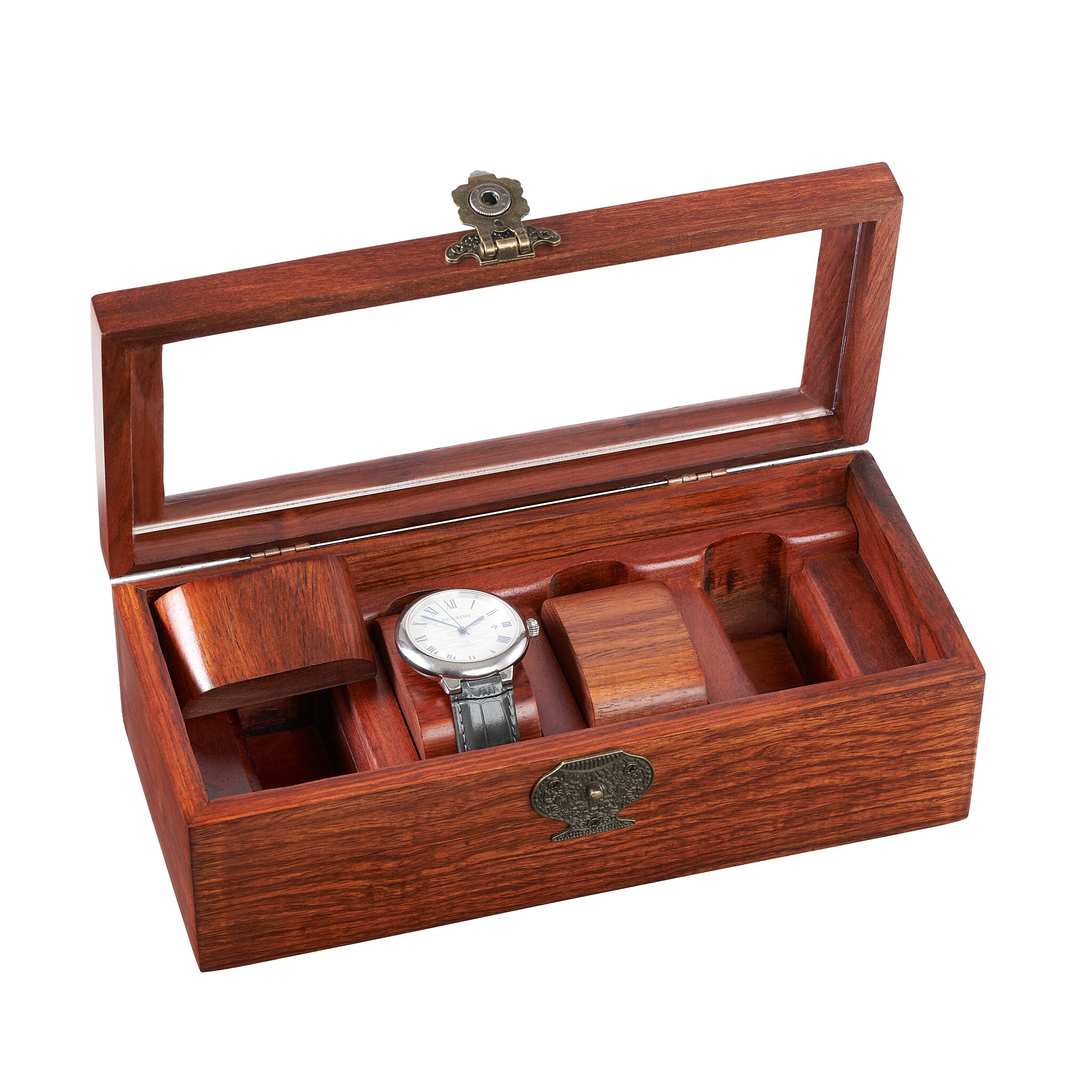 Bimoha 4 Slot Wooden Watch Box Personalized Storage Box With 4 Slots ...