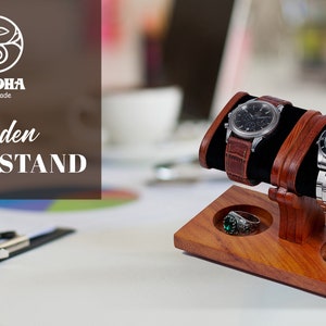 Handmade Wood Watch Stand for 2 Watches Gift for Him With Place for ...
