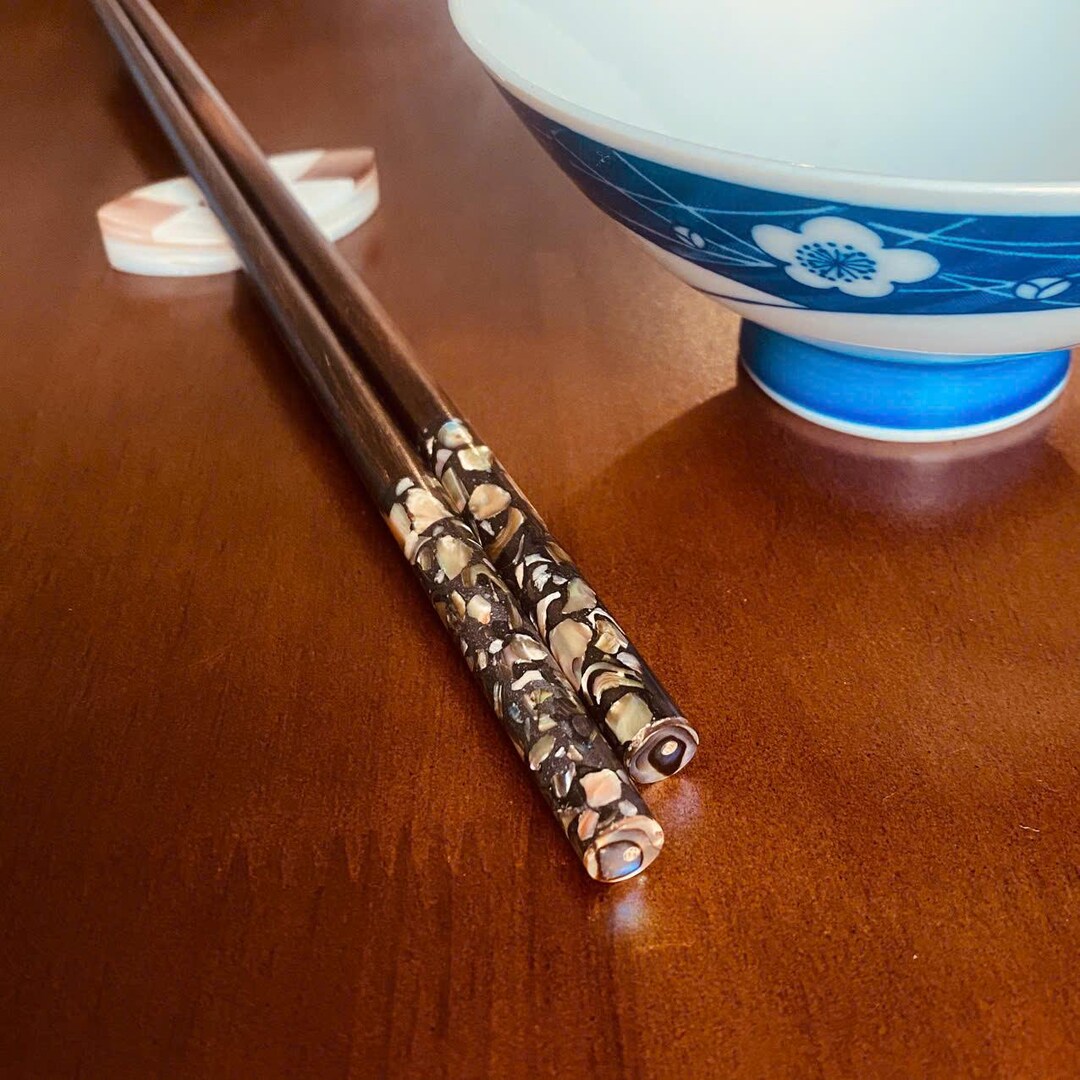 Handicraft Rosewood Chopstick With Mosaic Whole Shell Pearl Tip ...