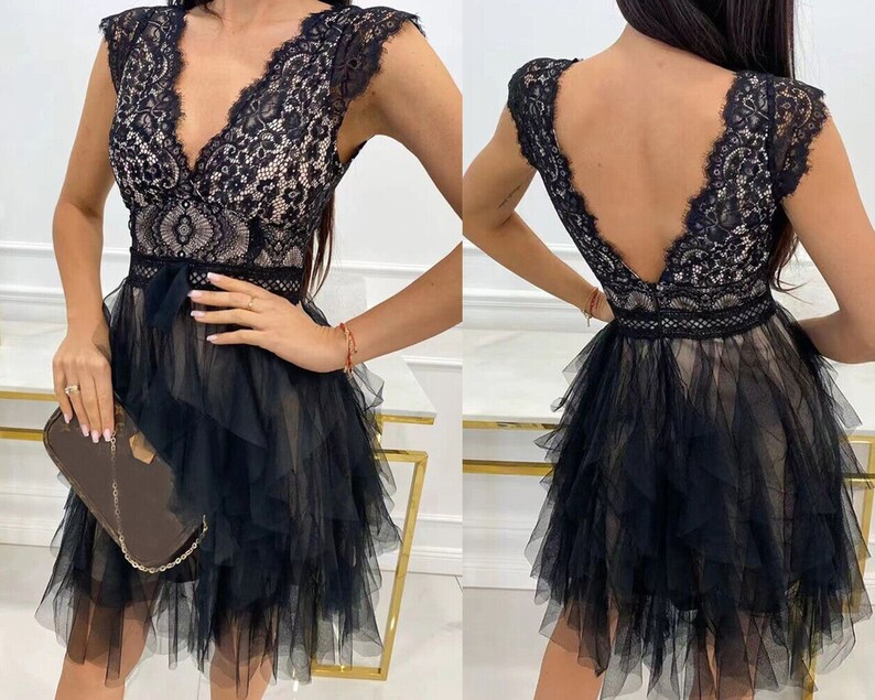 Sequin Evening Dress, Sparkling Backless Dress Without Sleeves, Short ...