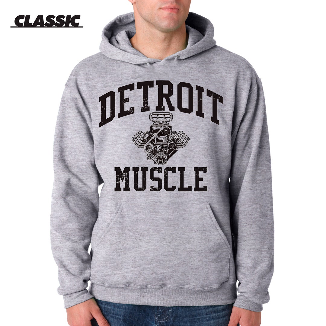 Detroit Muscle Dept Sport Grey Classic Hoodie - Etsy