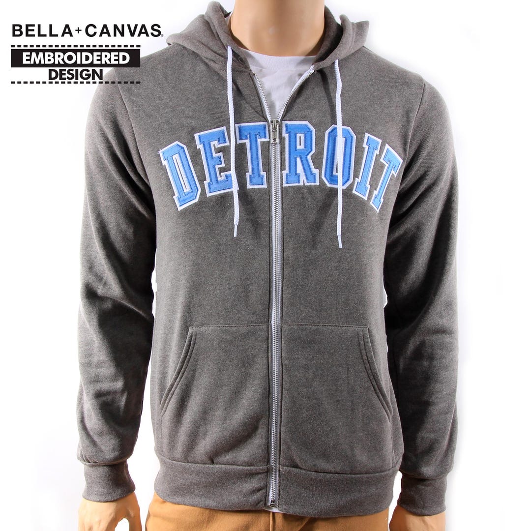 Detroit Block Arch Sewn Deep Heather Premium Sponge Fleece Full Zip-up ...