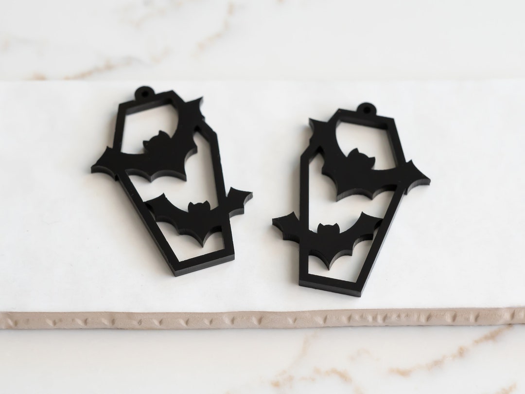 Black Bat and Coffin Halloween Dangle Earring Blanks Cutout, Dangle ...