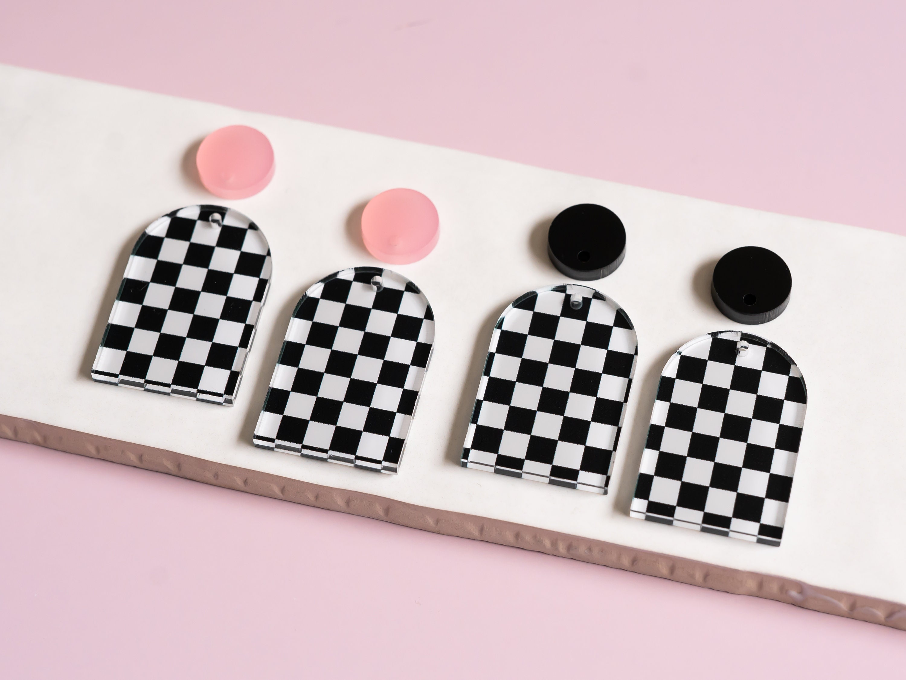 Black and White Checkered Arch Earring Blanks Cutout Dangle - Etsy