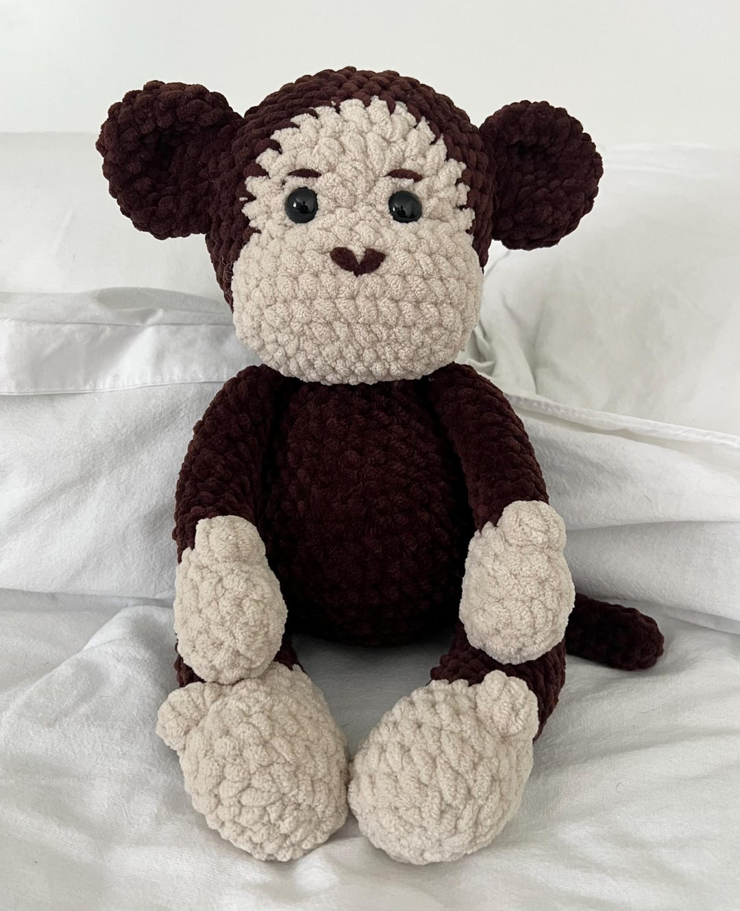 Monkey Plushie, Crochet Monkey Snuggler, Monkey Stuffed Animal, Monkey ...