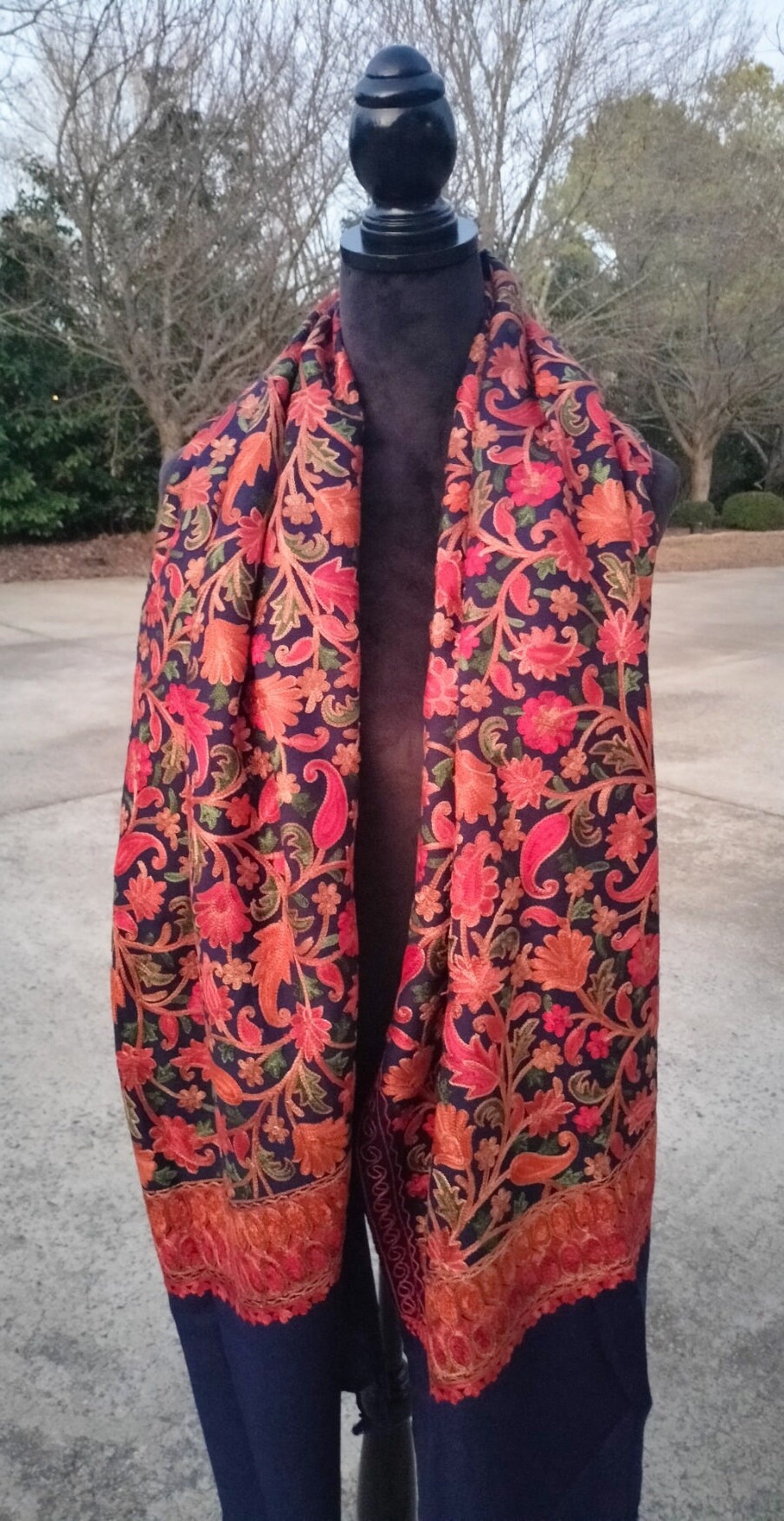 Kashmiri Shawl, Embroidered Wrap, Gift for Her, Wool Wrap, Unique Gift ...