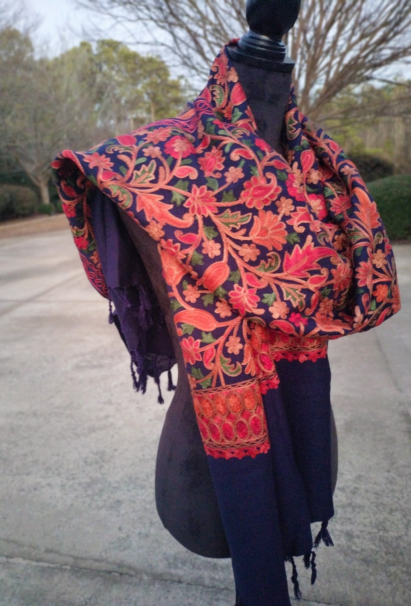 Kashmiri Shawl, Embroidered Wrap, Gift for Her, Wool Wrap, Unique Gift ...