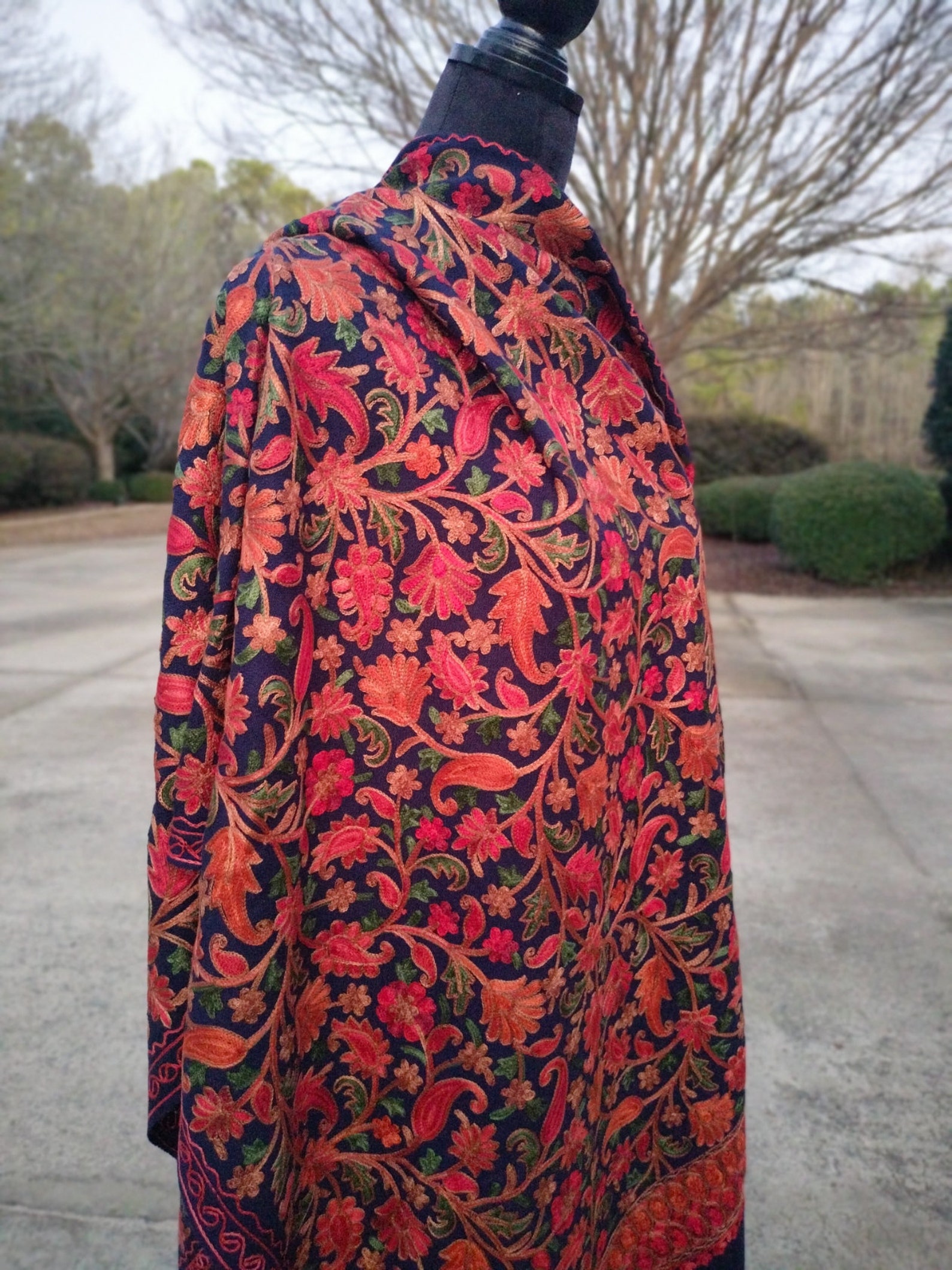 Kashmiri Shawl, Embroidered Wrap, Gift for Her, Wool Wrap, Unique Gift ...