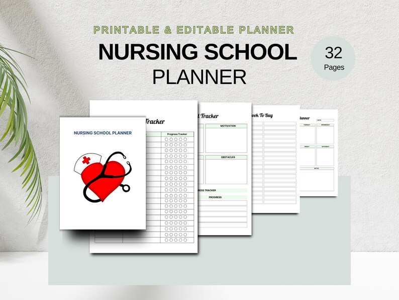 Nursing School Planner Printable and Editable Canva Template Study ...