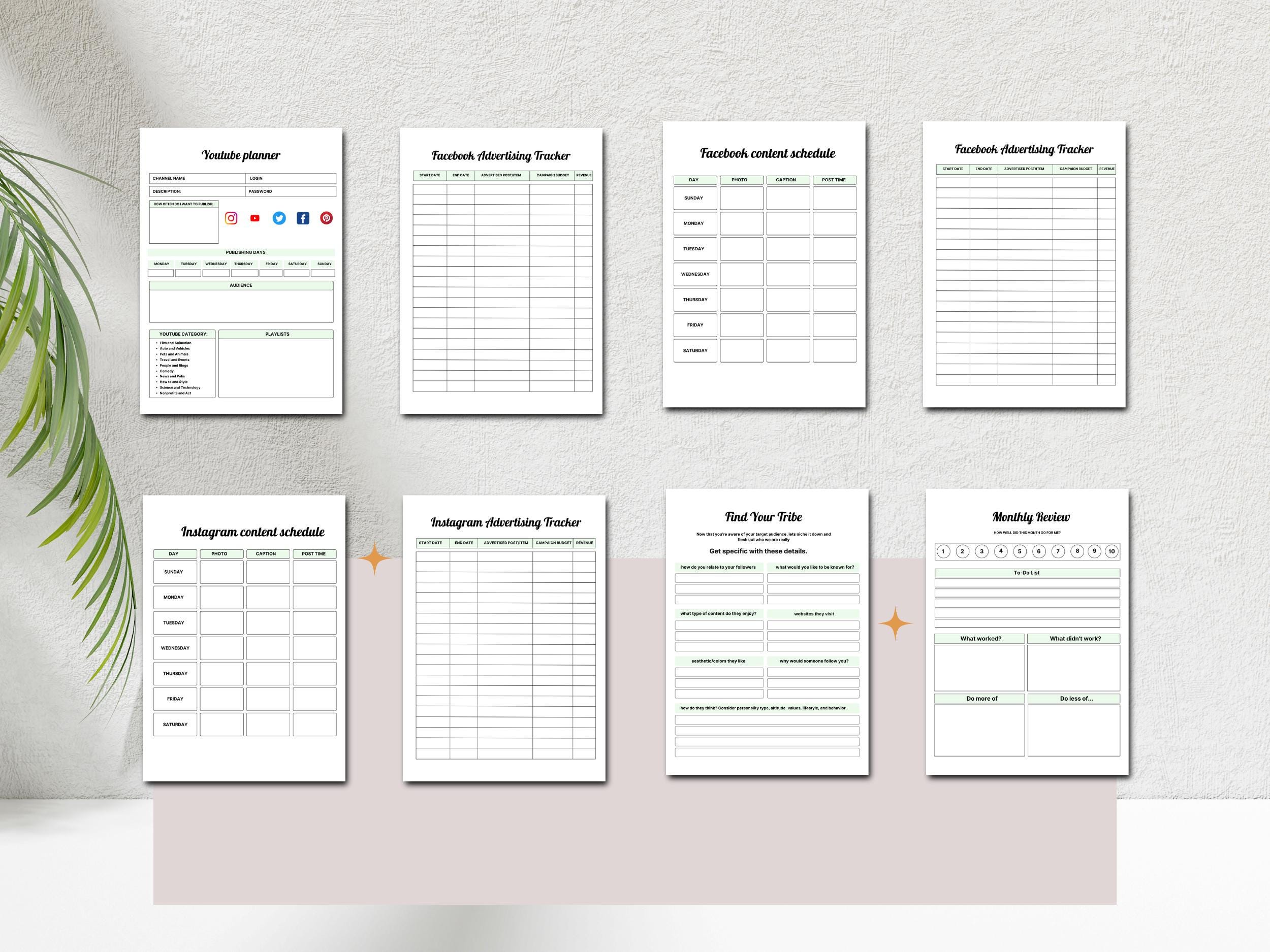 Social Media Planner | Printable and Editable Canva Template | Content ...