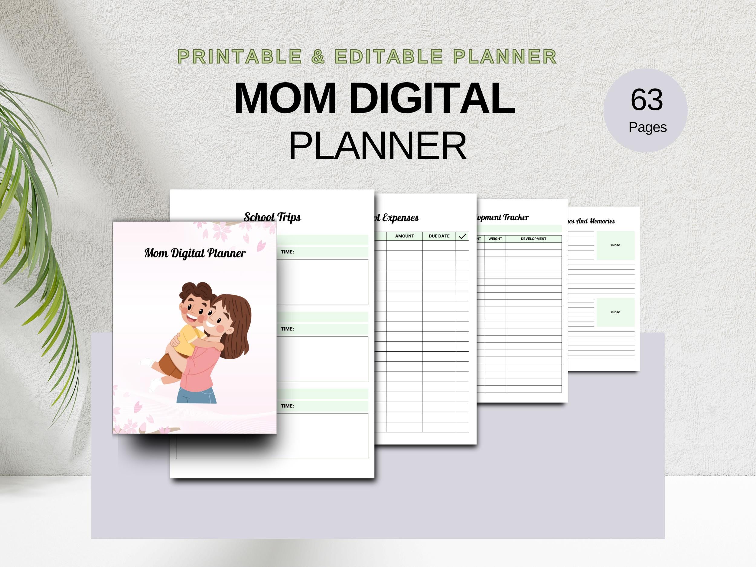 Mom Digital Planner | Printable and Editable Canva Template | Family ...