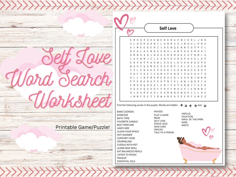 Self Love Word Search Ideas Puzzle Brain Game Printable Download - Etsy