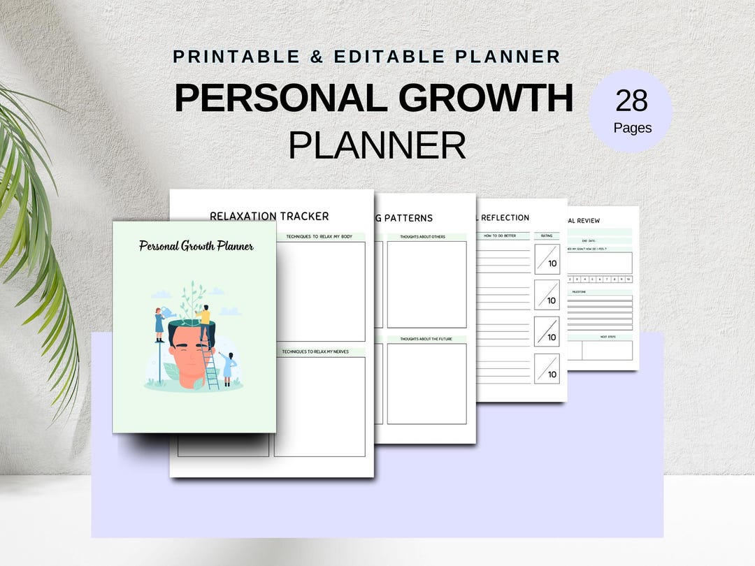 Personal Growth Planner | Printable and Editable Canva Template | Self ...