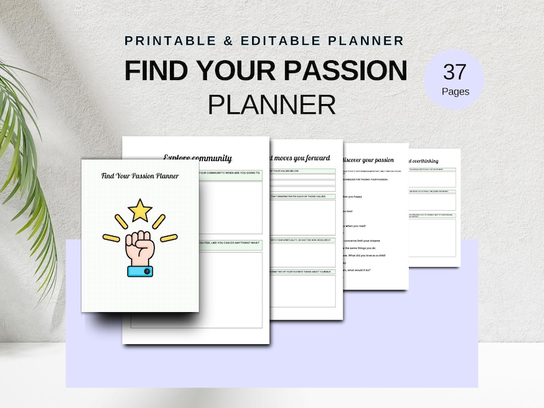 Find Your Passion Planner | Printable and Editable Canva Template | Goal Setting & Self ...
