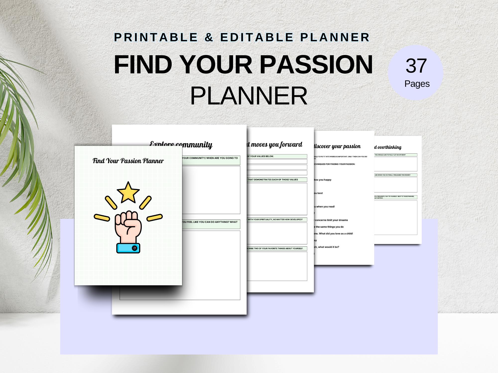 Find Your Passion Planner | Printable and Editable Canva Template ...