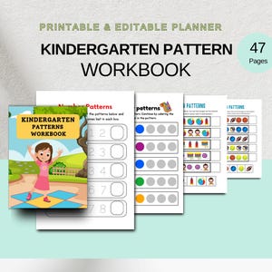 Kindergarten Pattern Workbook | Printable & Editable Canva Template ...