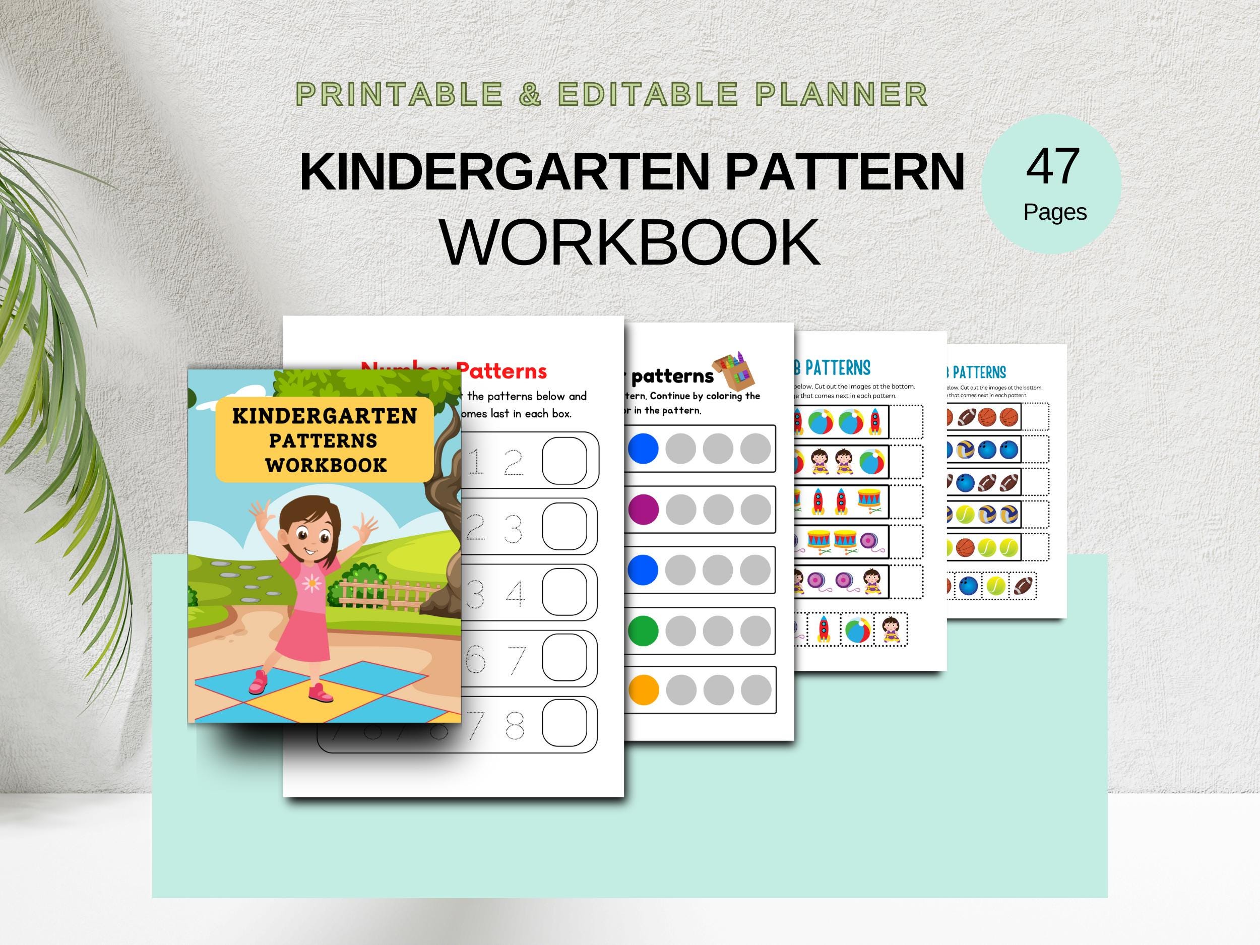 Kindergarten Pattern Workbook | Printable & Editable Canva Template ...