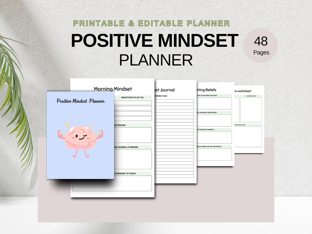 Positive Mindset Planner | Printable and Editable Canva Template ...