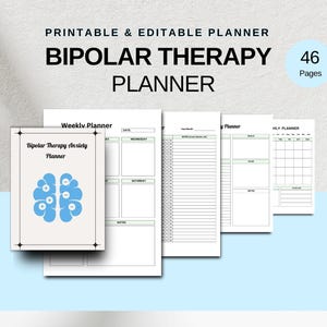 Bipolar Therapy Anxiety Planner | Printable and Editable Canva Template ...