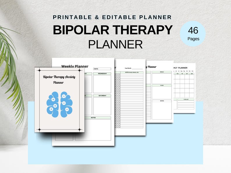 Bipolar Therapy Anxiety Planner | Printable and Editable Canva Template ...