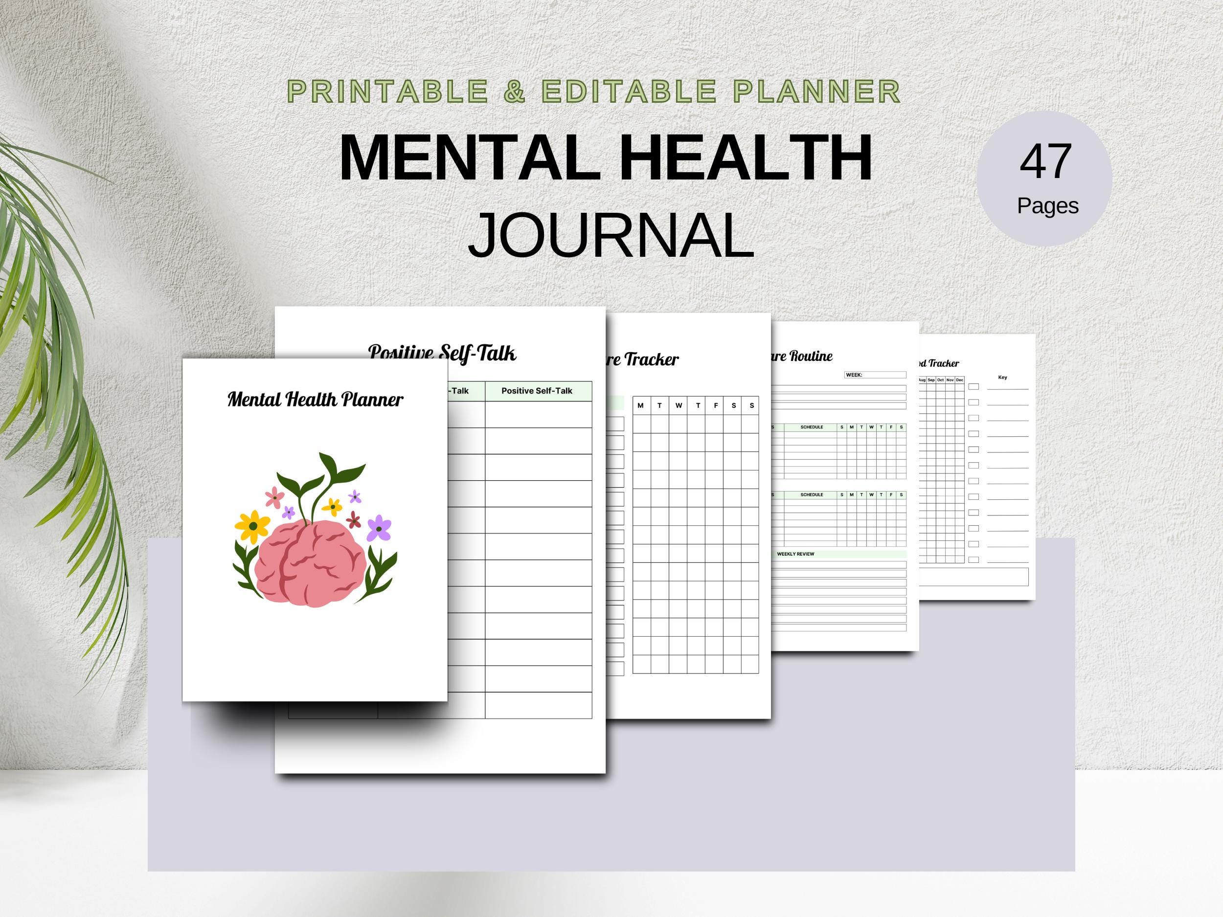 Mental Health Journal Printable and Editable Canva Template Emotional ...