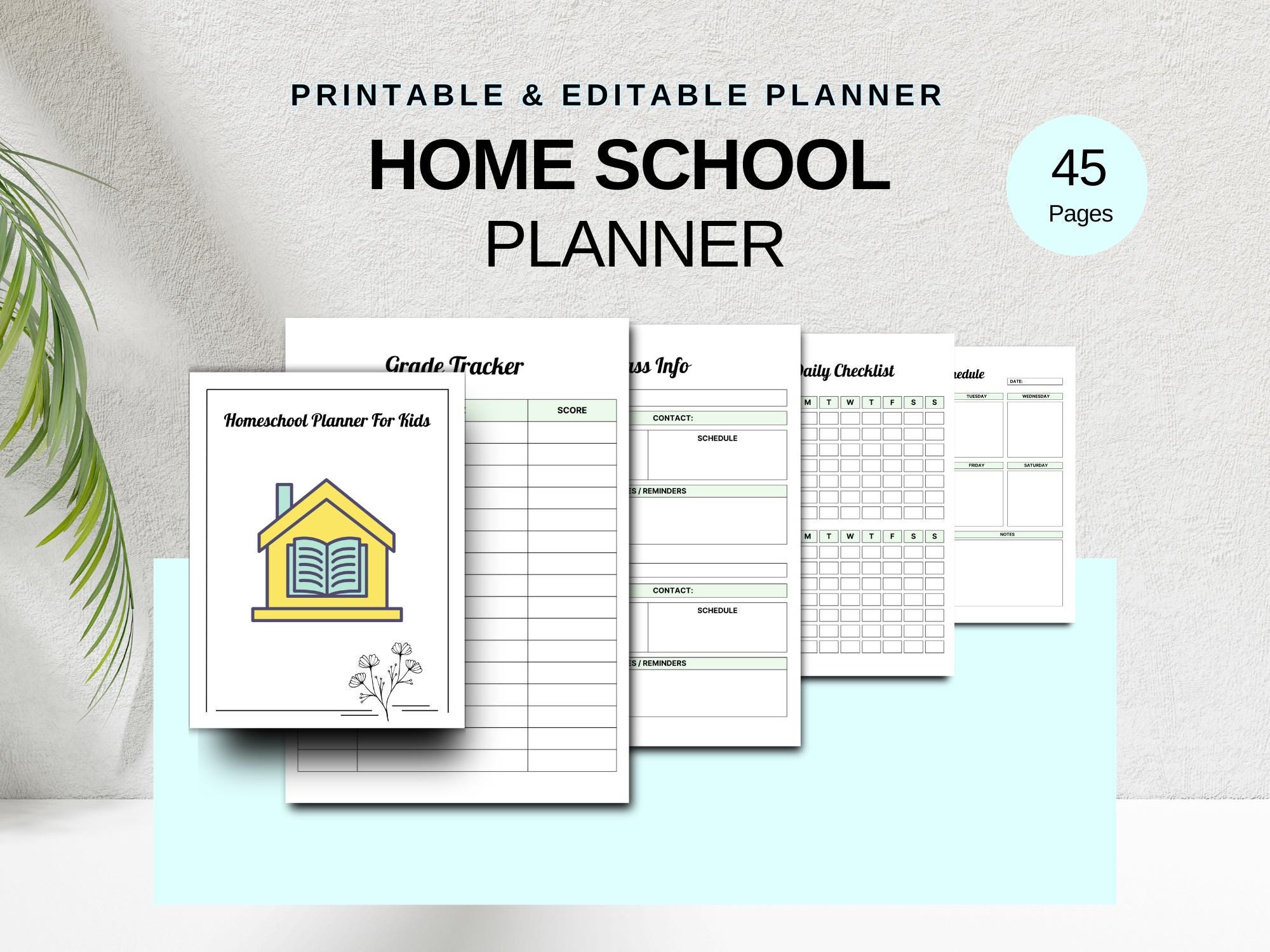 Homeschool Planner for Kids | Printable and Editable Canva Template ...