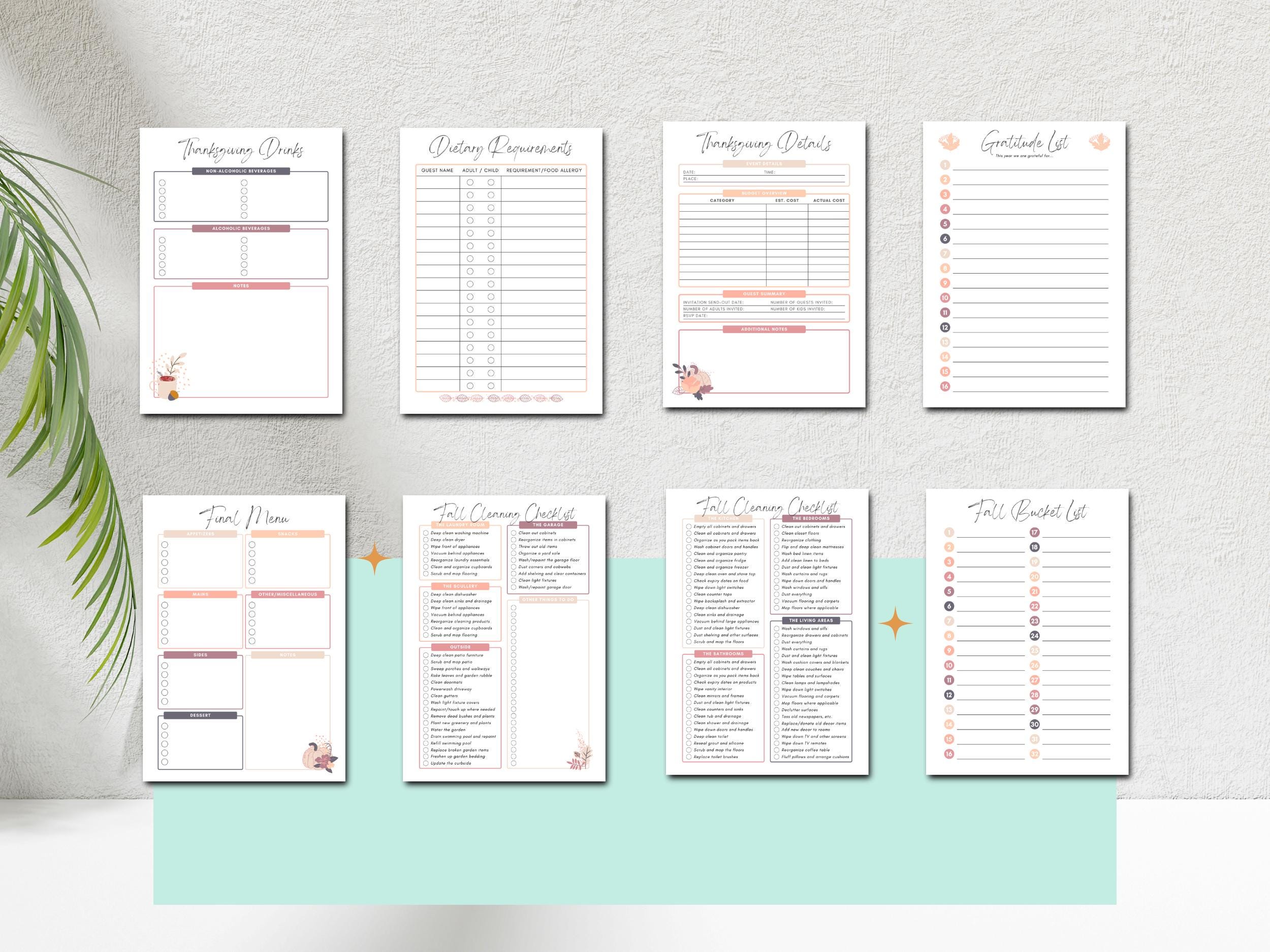 Thanksgiving Planner | Printable & Editable Canva Template | Holiday ...