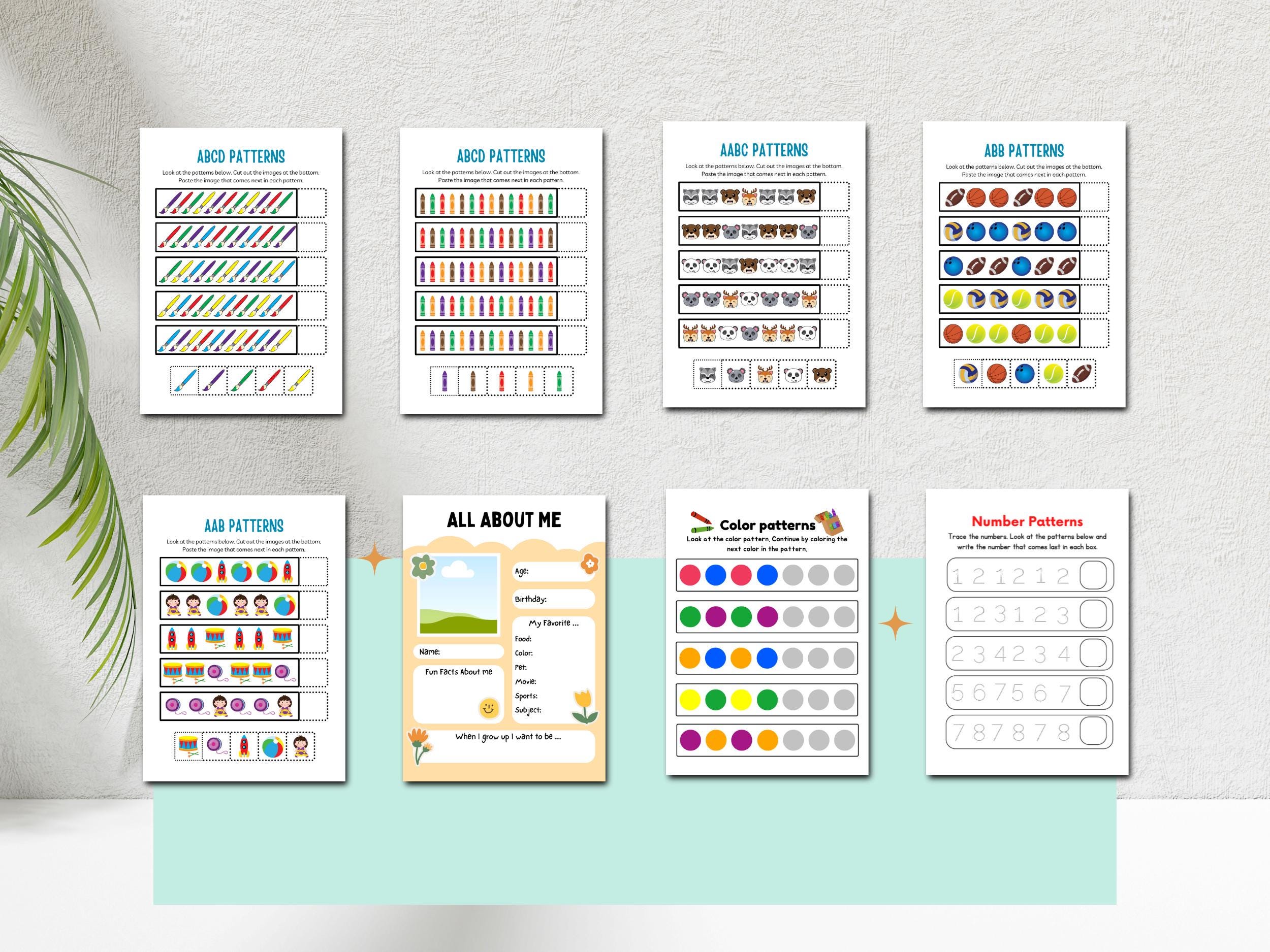 Kindergarten Pattern Workbook | Printable & Editable Canva Template ...