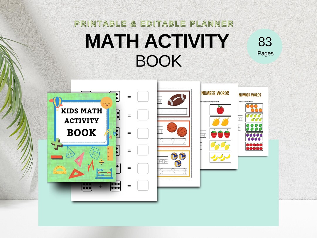 Math Activity Book for Kids | Printable & Editable Canva Template | Fun ...