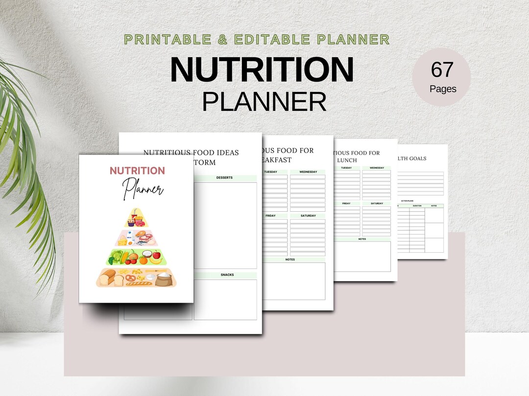 Nutrition Planner | Printable and Editable Canva Template | Meal ...