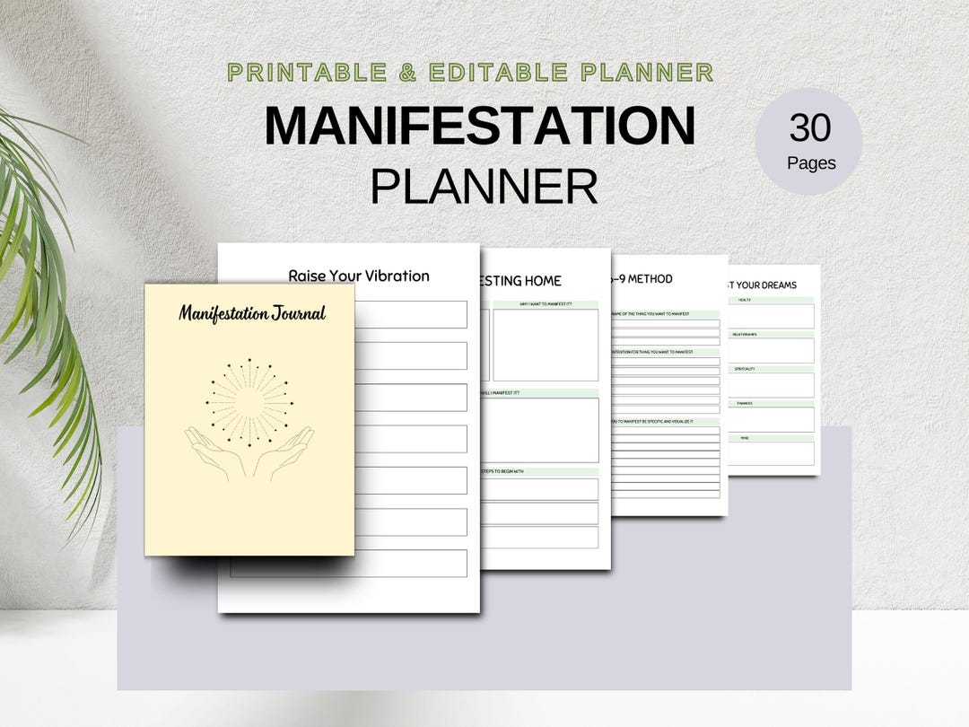 Manifestation Journal | Printable and Editable Canva Template | Goal ...