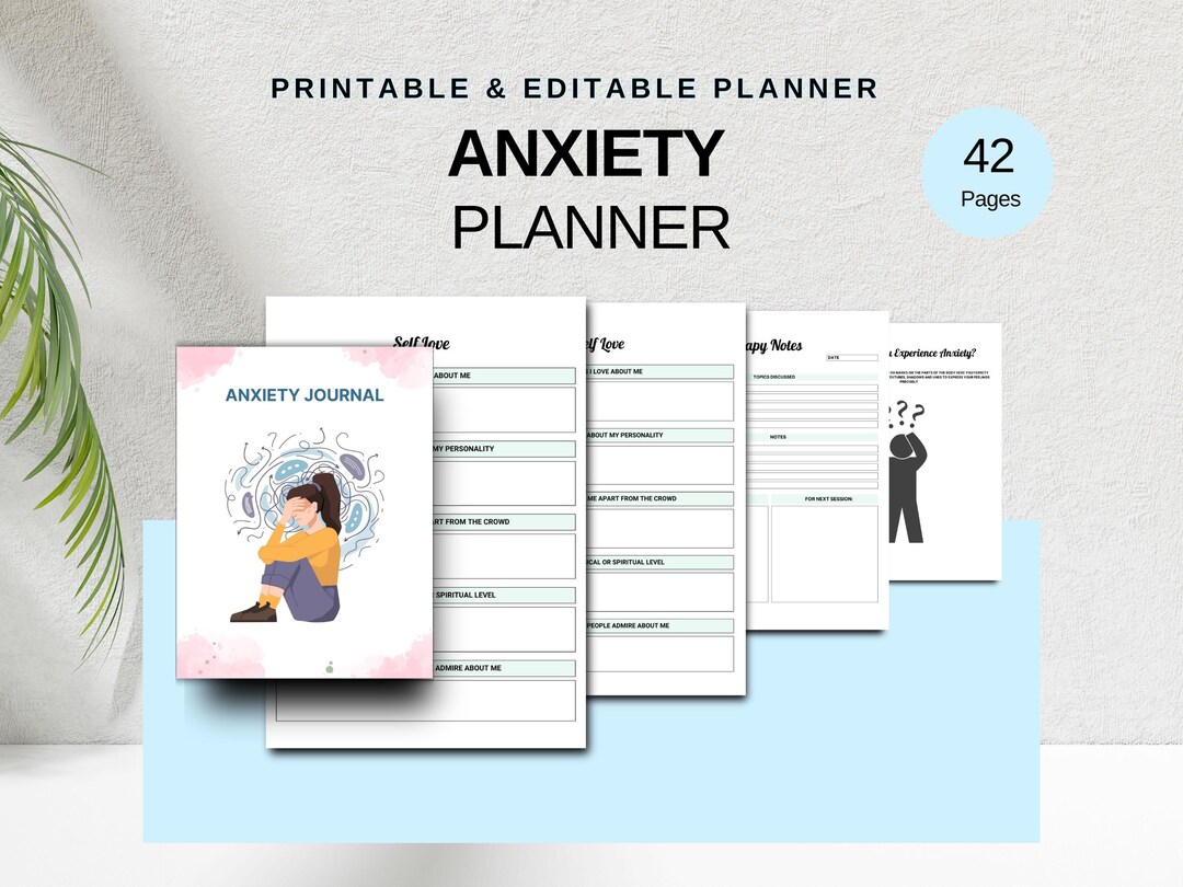 Anxiety Journal | Printable and Editable Canva Template | Mental Health ...