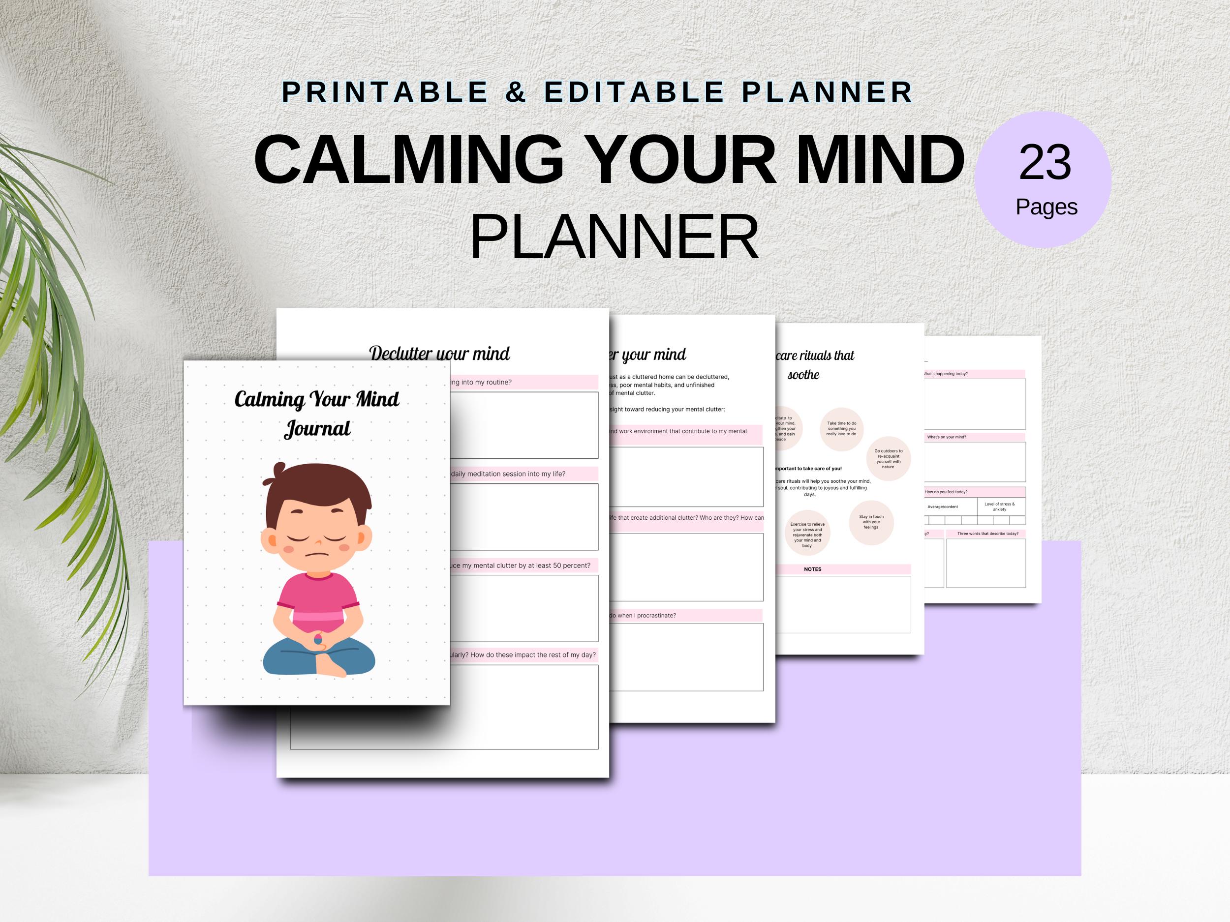 Calming Your Mind Journal | Printable and Editable Canva Template ...