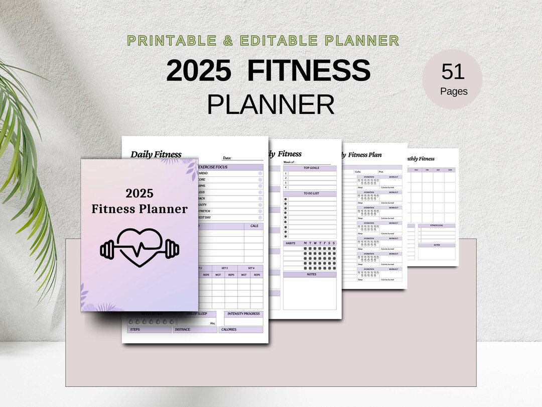 2025 Fitness Planner | Editable Canva & Printable PDF | Workout Tracker ...