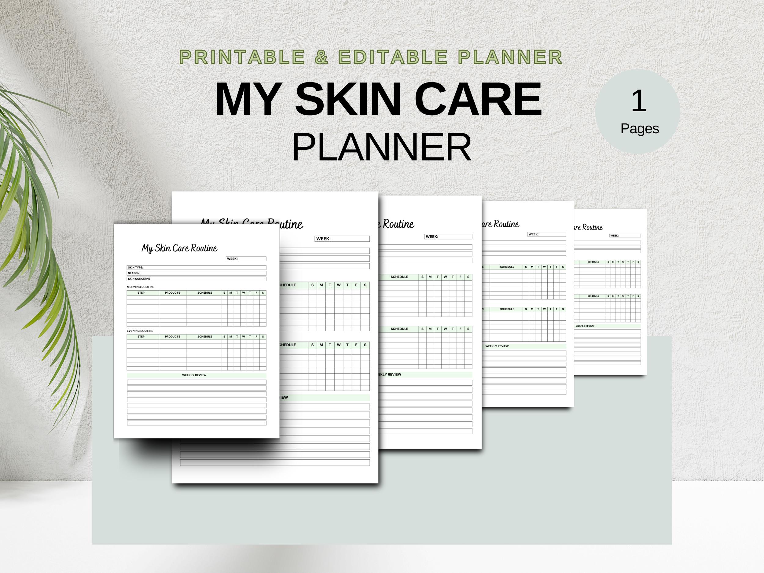 My Skin Care Routine Printable and Editable Canva Template Daily ...