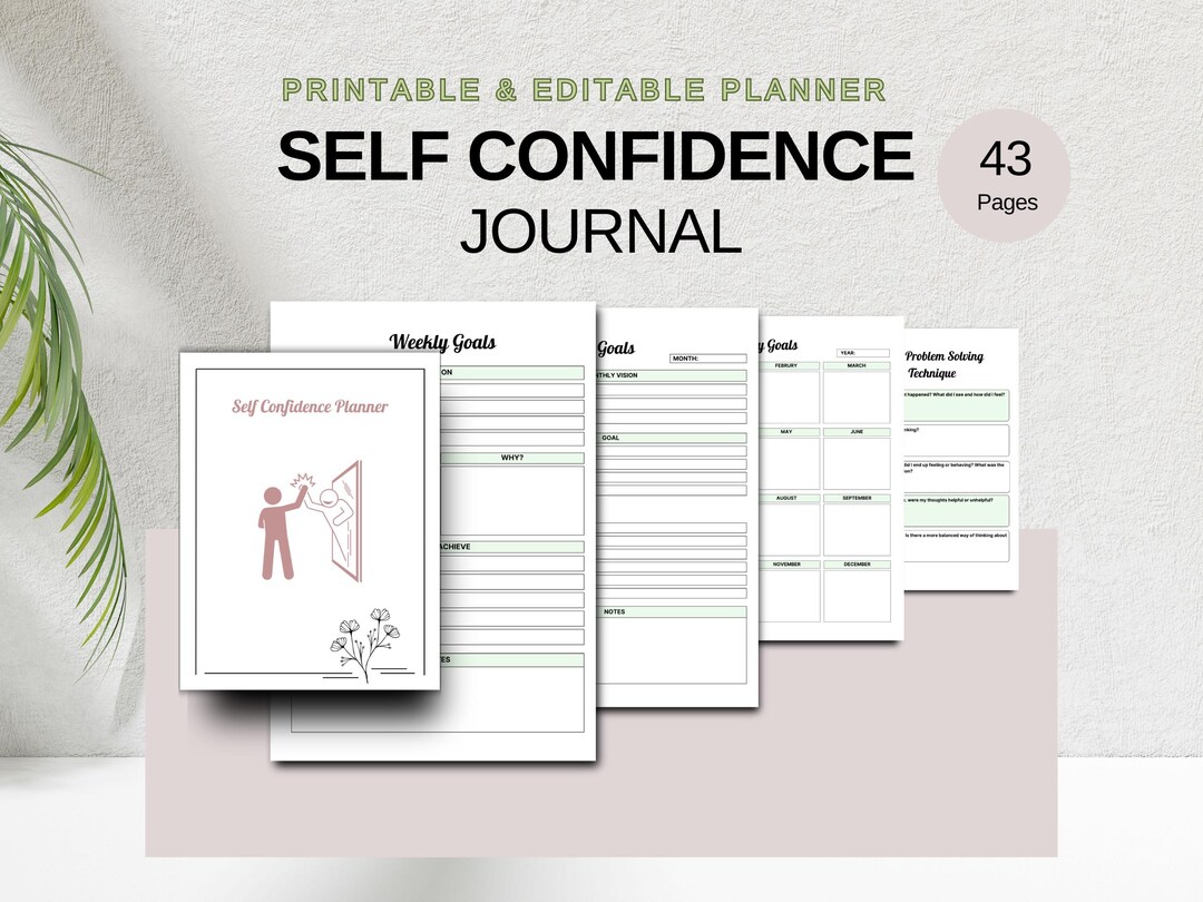 Self Confidence Journal | Printable and Editable Canva Template | Daily ...