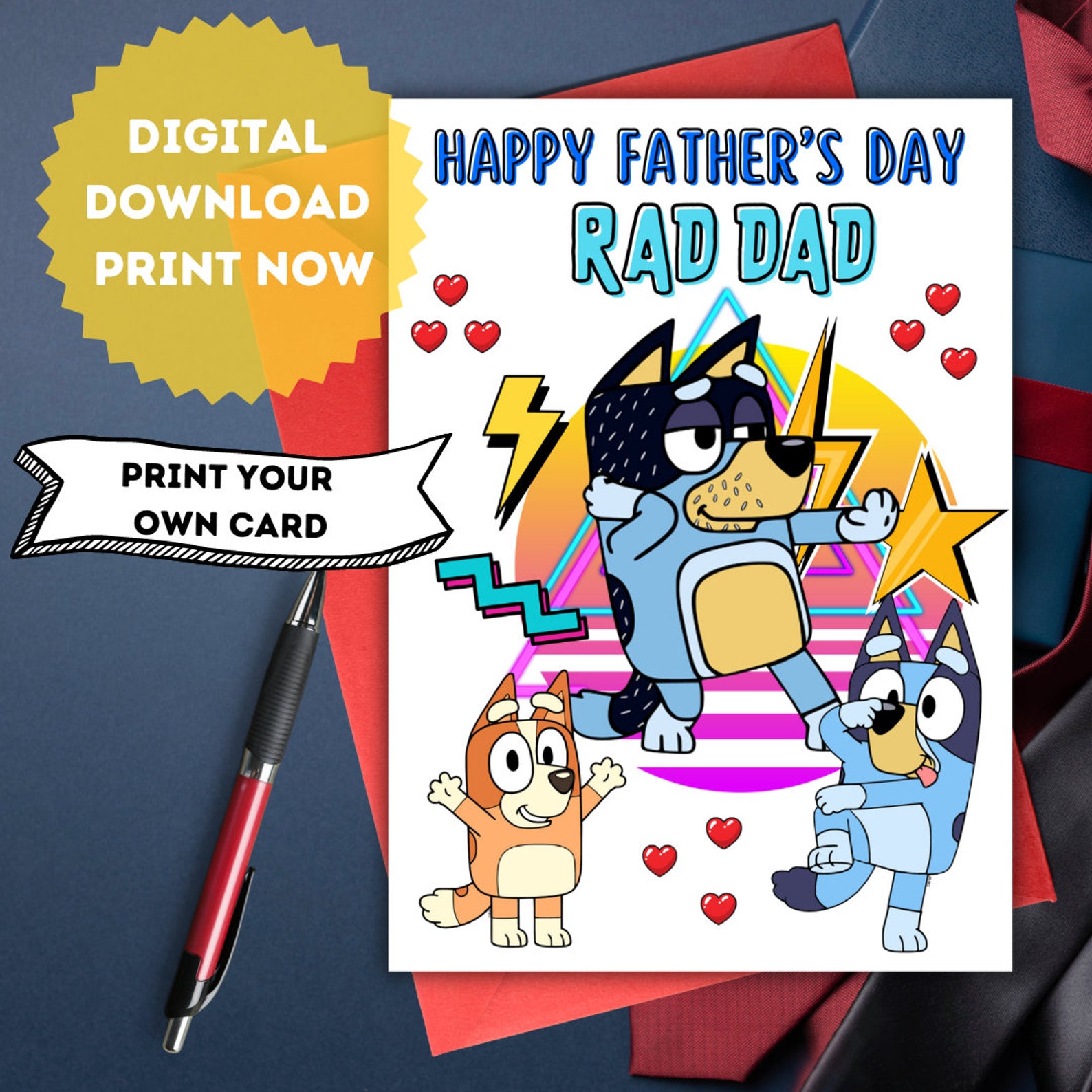 Printable Bluey Fathers Day Card, Bluey Fathers Day Card, Printable ...