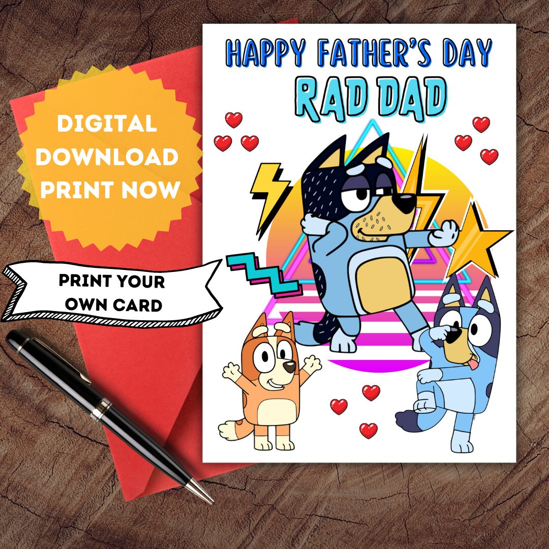 Printable Bluey Fathers Day Card, Bluey Fathers Day Card, Printable ...