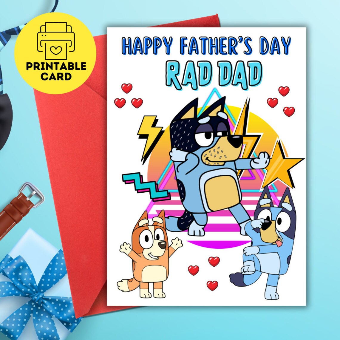 Bluey Fathers Day Card, Bluey Card, Bluey Dad, Bluey Father's Day Card ...