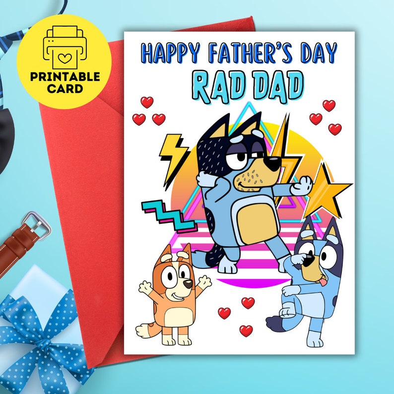Bluey Fathers Day Card, Bluey Card, Bluey Dad, Bluey Father's Day Card ...