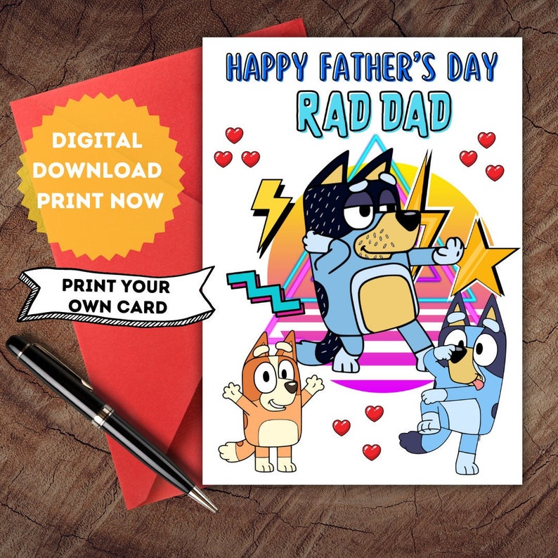 Bluey Fathers Day Card, Bluey Card, Bluey Dad, Bluey Father's Day Card ...