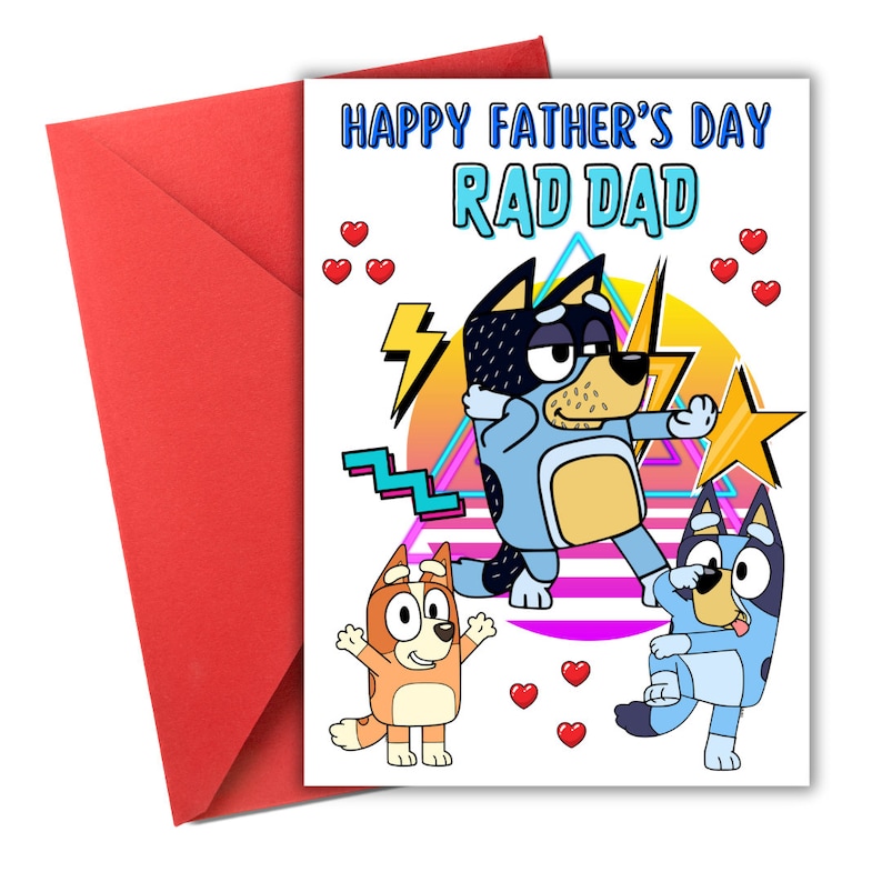 Bluey Fathers Day Card, Bluey Card, Bluey Dad, Bluey Father's Day Card ...