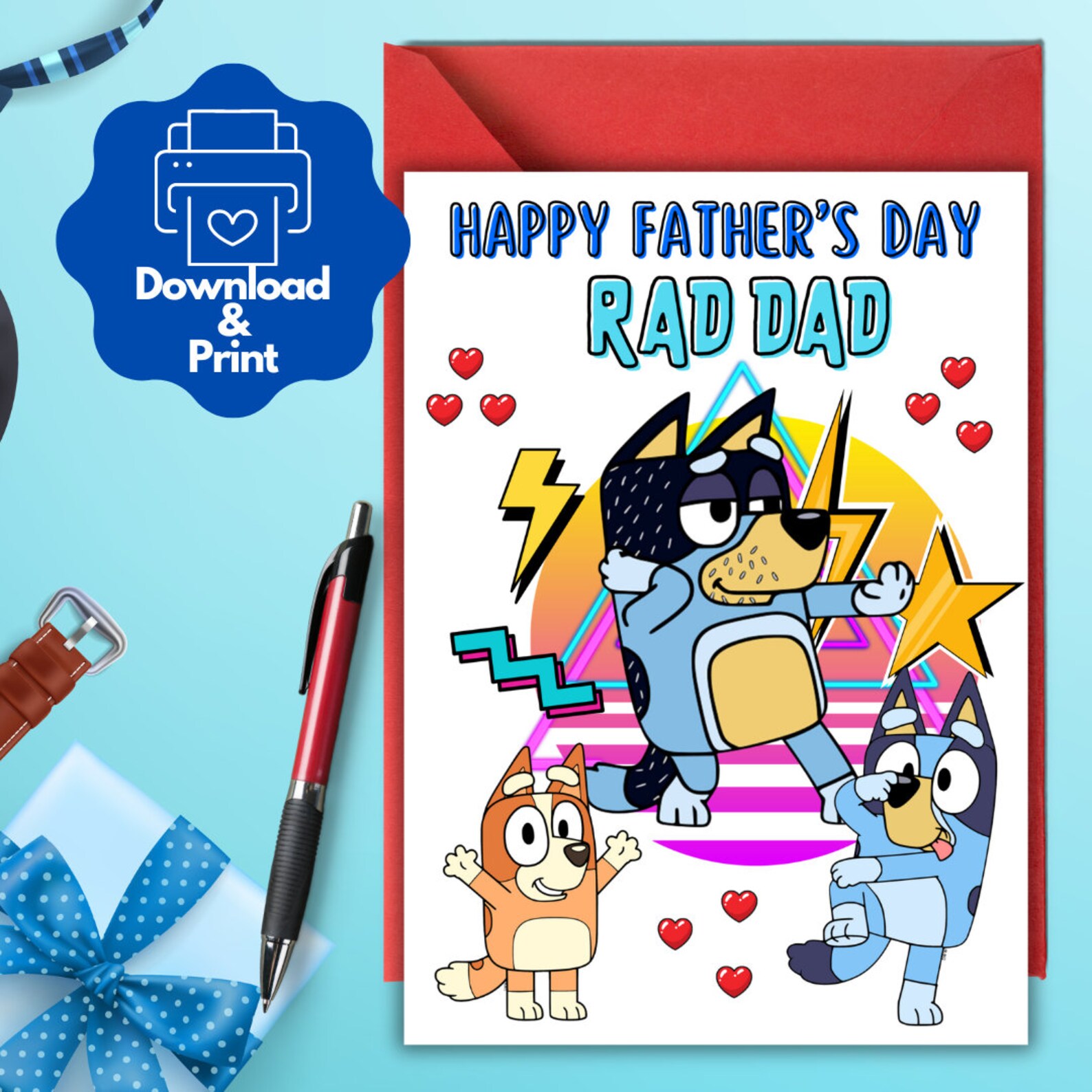 Printable Bluey Fathers Day Card, Bluey Fathers Day Card, Printable ...