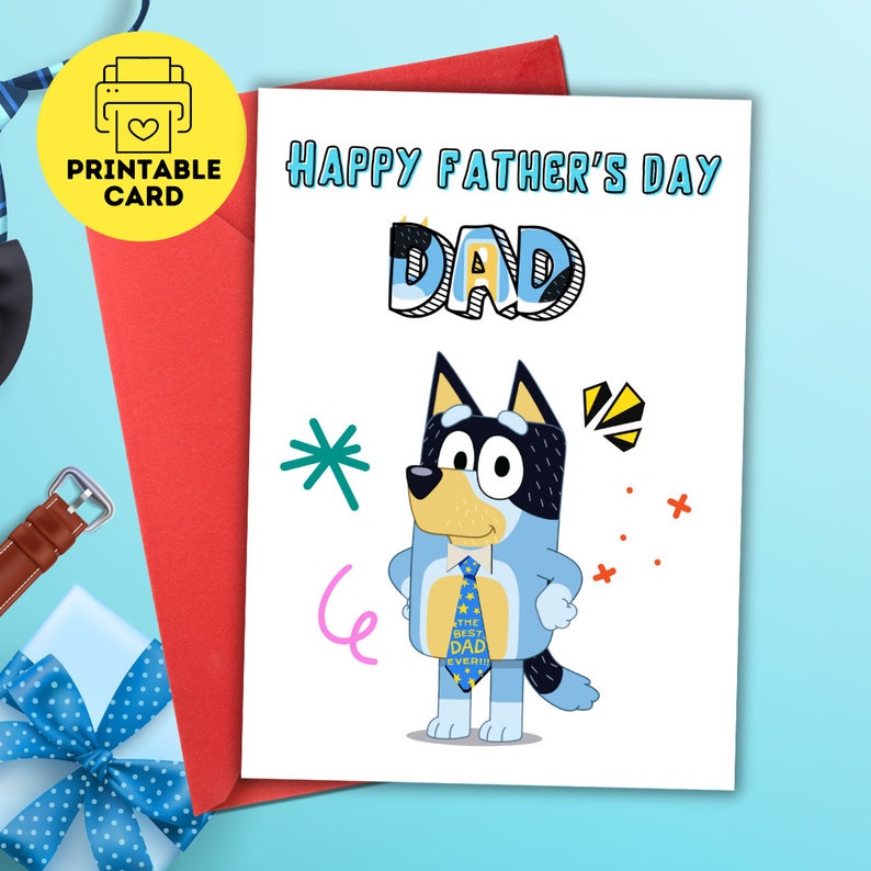 Printable Bluey Fathers Day Card, Bluey Card, Bluey Dad, Bluey Father's ...