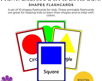 Printable Shapes Flashcards - Etsy