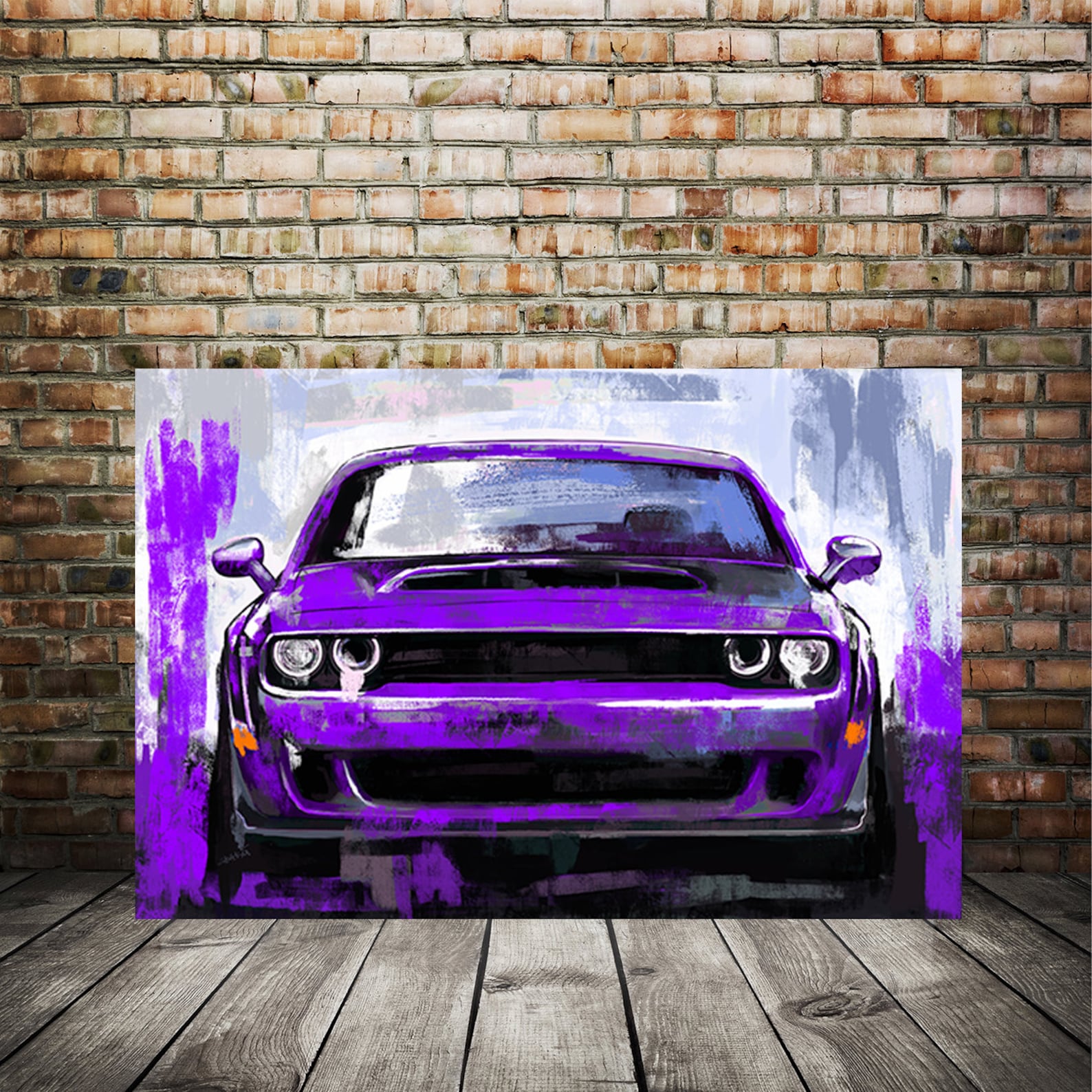 Purple Challenger Hellcat Art Print | Plum Crazy Widebody Canvas ...
