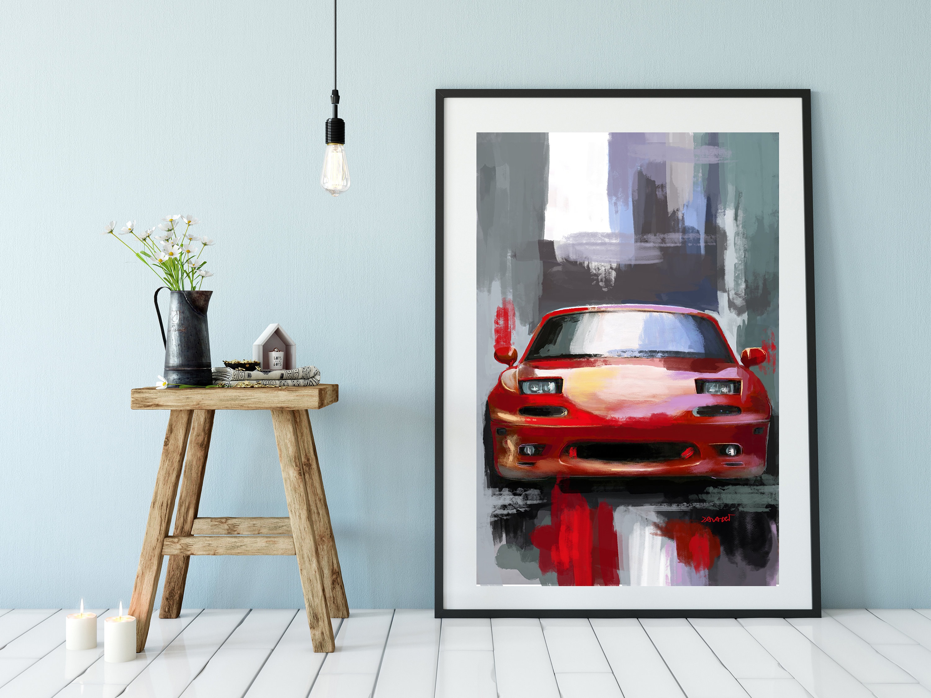 Red Mazda Miata Art Print – MX-5 Canvas Wall Artwork, Sports Car ...