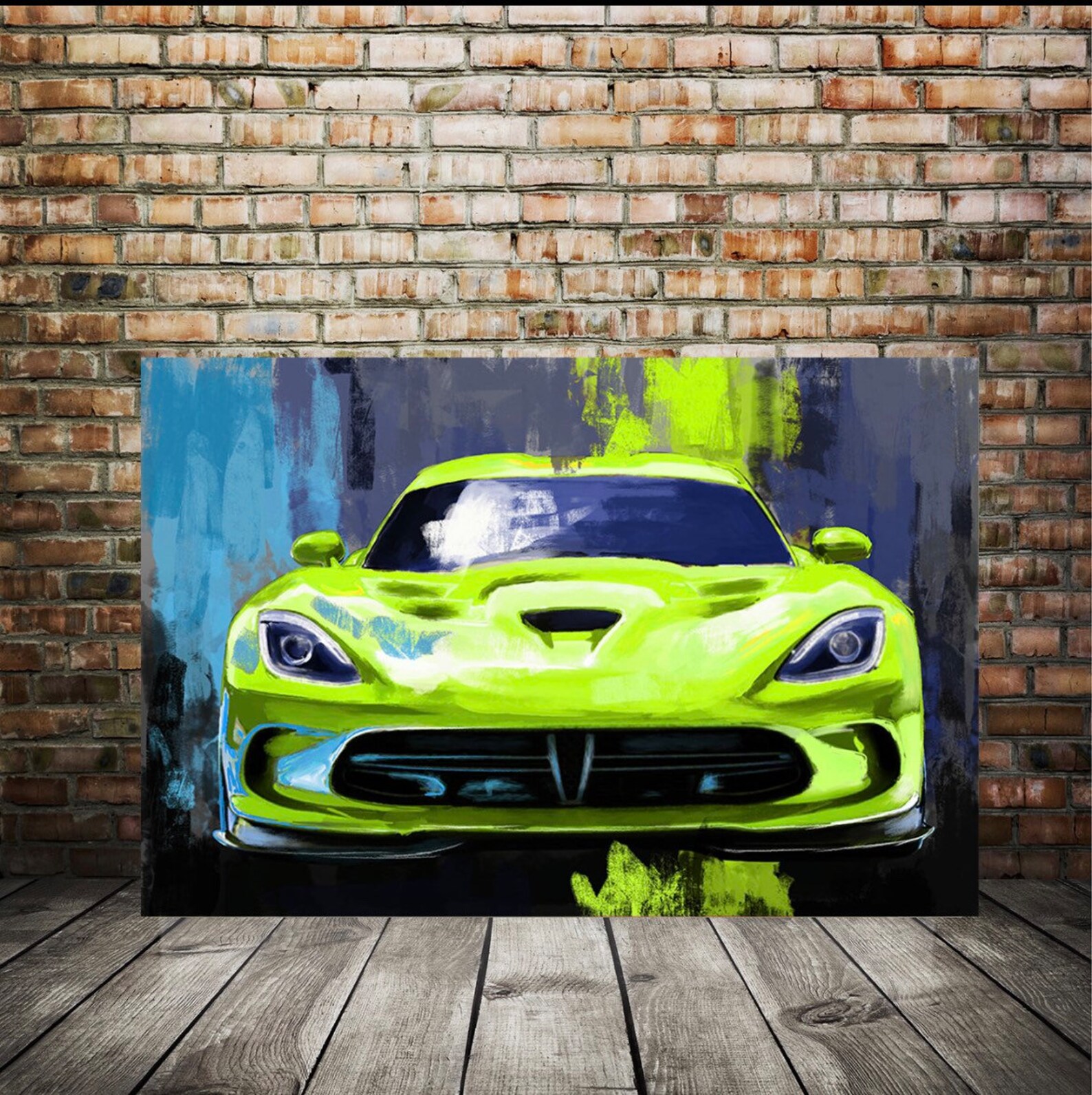 Viper Art Print, Dodge Artwork, Custom Car Painting, Race Car Art, Man ...