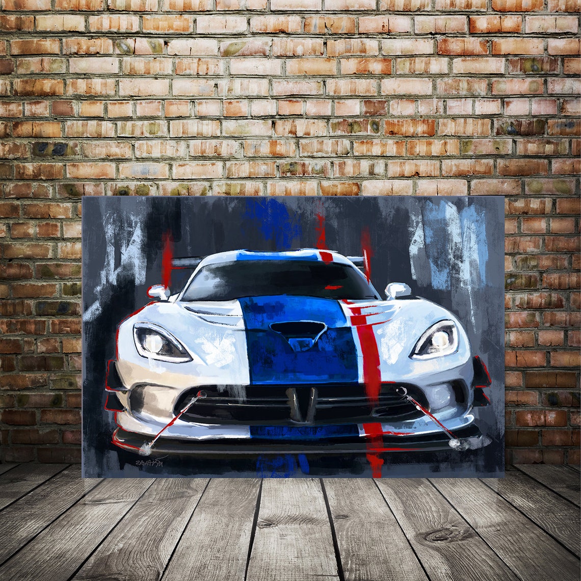Viper Art Print ACR, Dodge Artwork, Custom Car Painting, Race Car Art ...