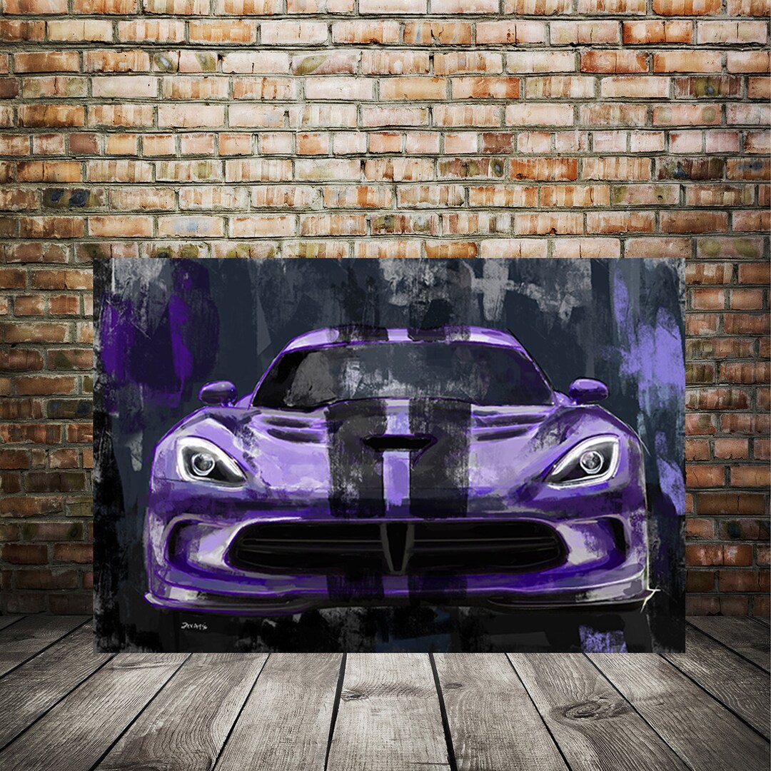 Viper Art Print, Dodge Artwork, Custom Car Painting, Race Car Art, Man ...